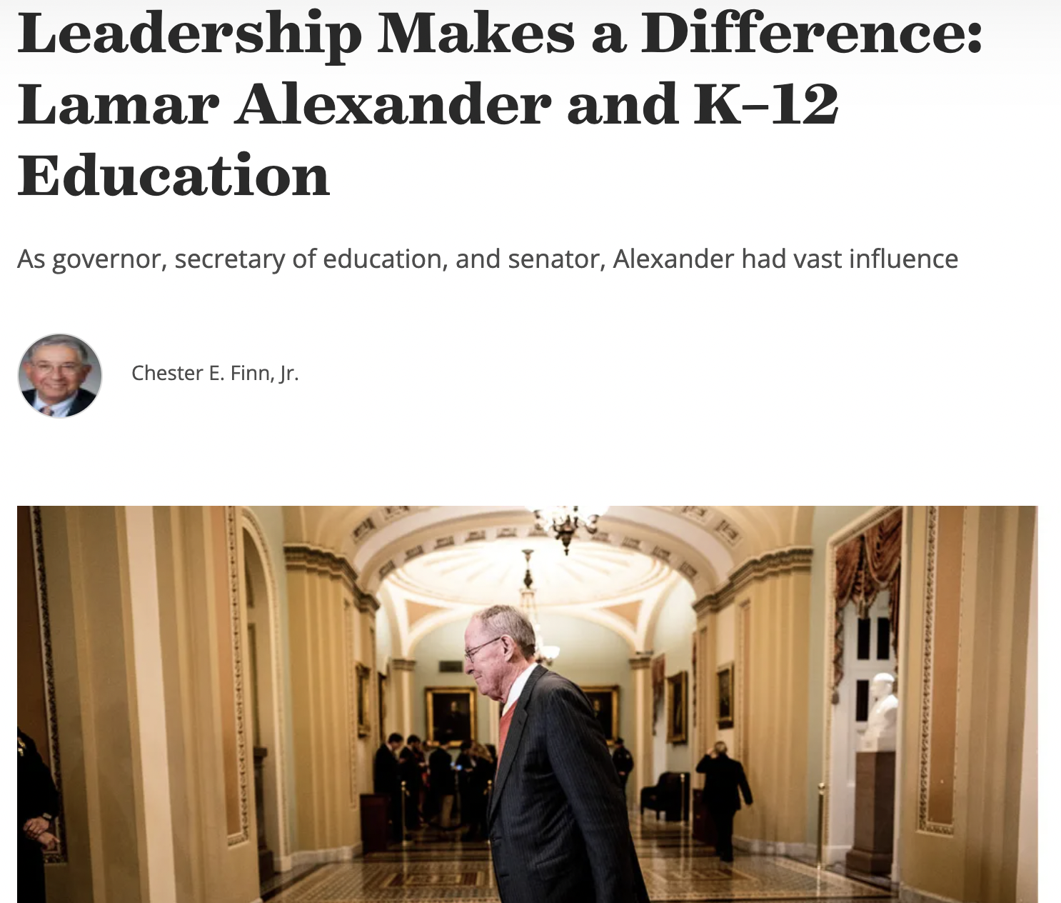 Leadership Makes a Difference: Lamar Alexander and K–12 Education - PIE Network