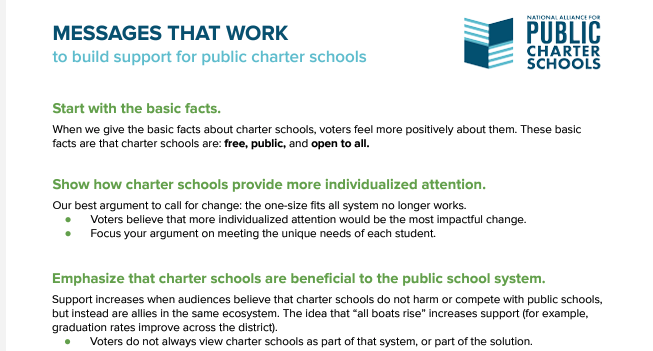 Messages that Work to Build Support for Public Charter Schools - PIE ...