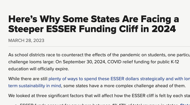 Here’s Why Some States Are Facing a Steeper ESSER Funding Cliff in 2024 ...