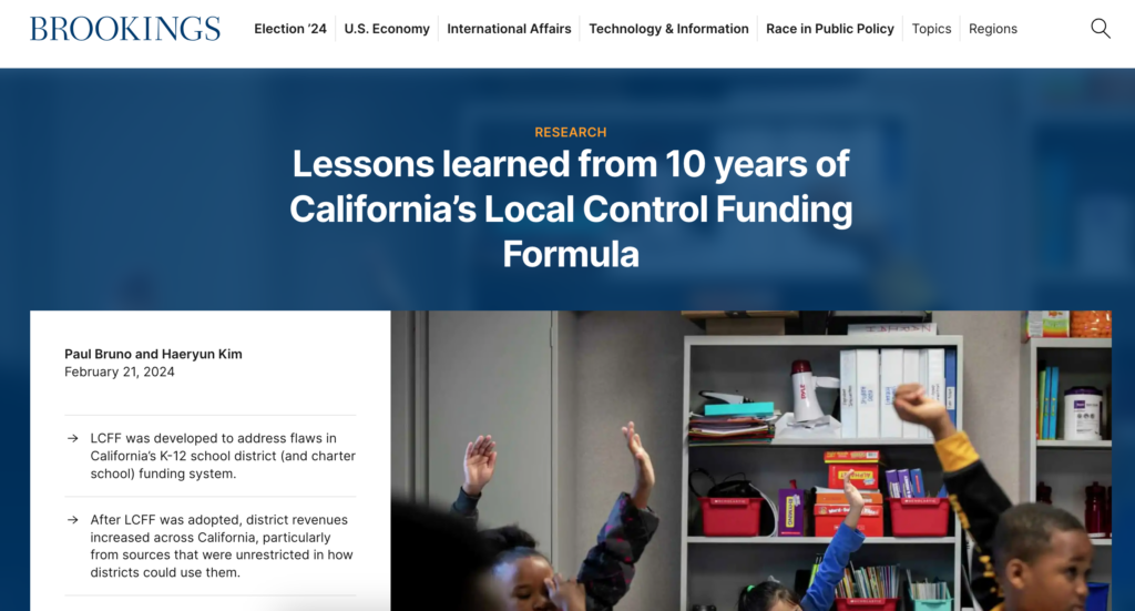 Lessons learned from 10 years of California’s Local Control Funding ...