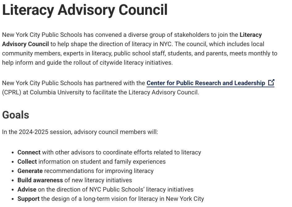 NYC Literacy Advisory Council - PIE Network