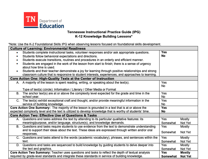TN Foundational Skills Instructional Practice Guide (IPG) and TN K-12 ...